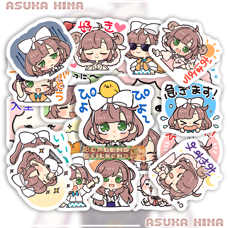 【24pcs】Asuka Hina emoji sticker sets - Vinyl Waterproof Sticker ...