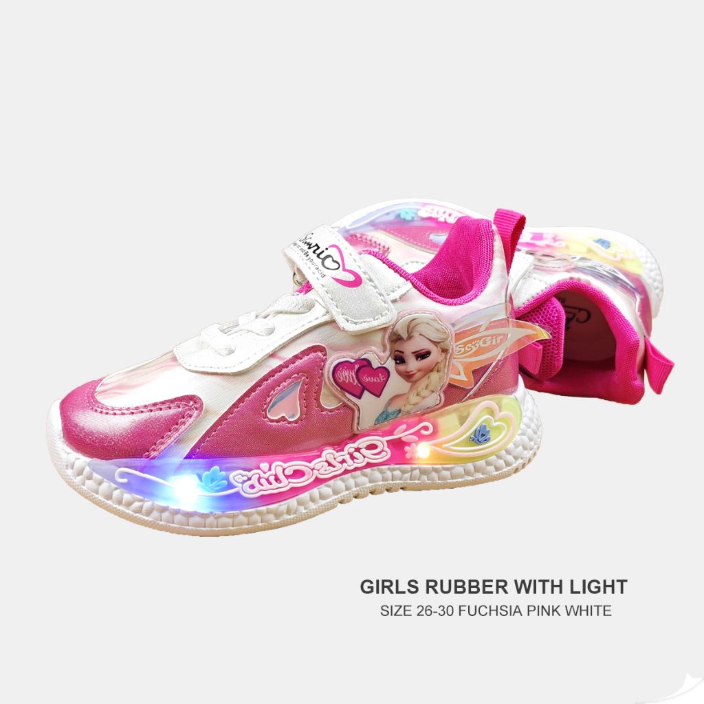 F193B COD Fashion Kids Rubber Shoes For Girls With Light | Shopee ...
