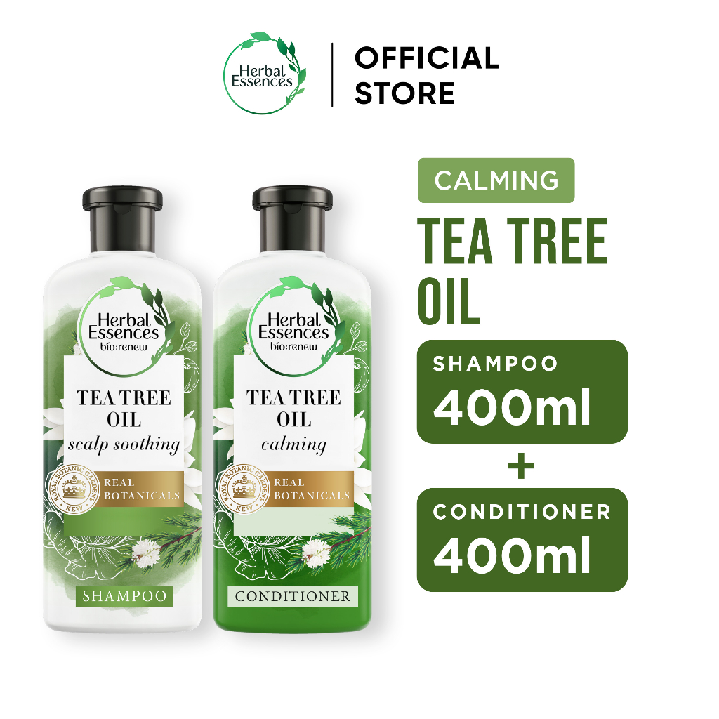 Herbal Essences Shampoo and Conditioner Scalp Calming Tea Tree Oil Hair Care 400ml Bundle ...