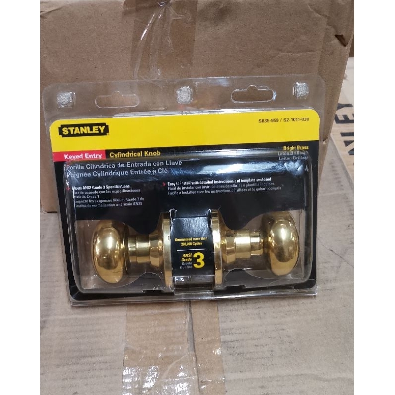 Stanley Entrance Cylindrical Lockset 1011-030 US3 ( brass finish ...