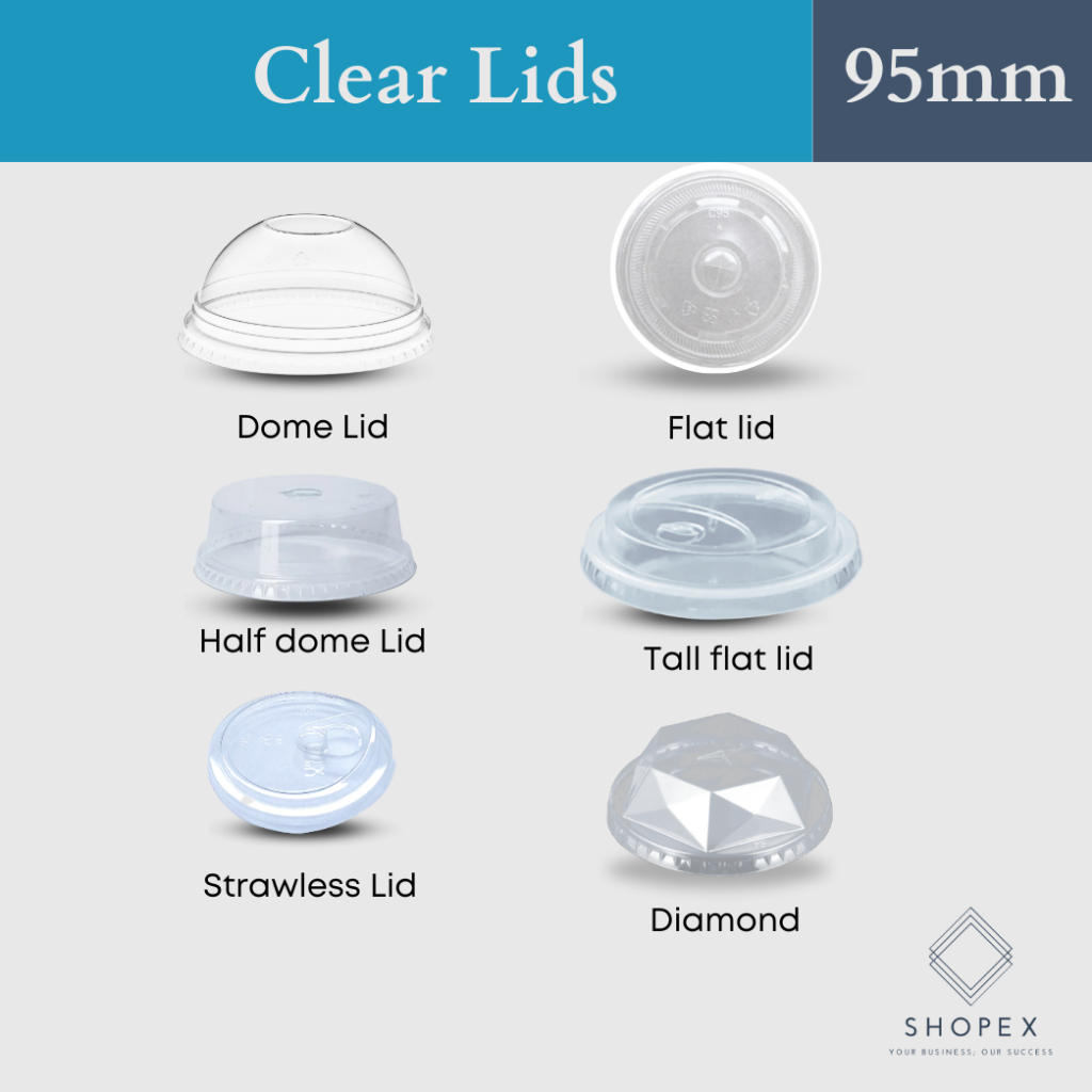 [100pcs] 95mm Transparent Lids/ Flat Lid/Dome lid/Halfdome lid ...
