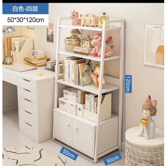 5 Layer Bookshelf with Door Cabinet Multilayer Storage Rack Display ...