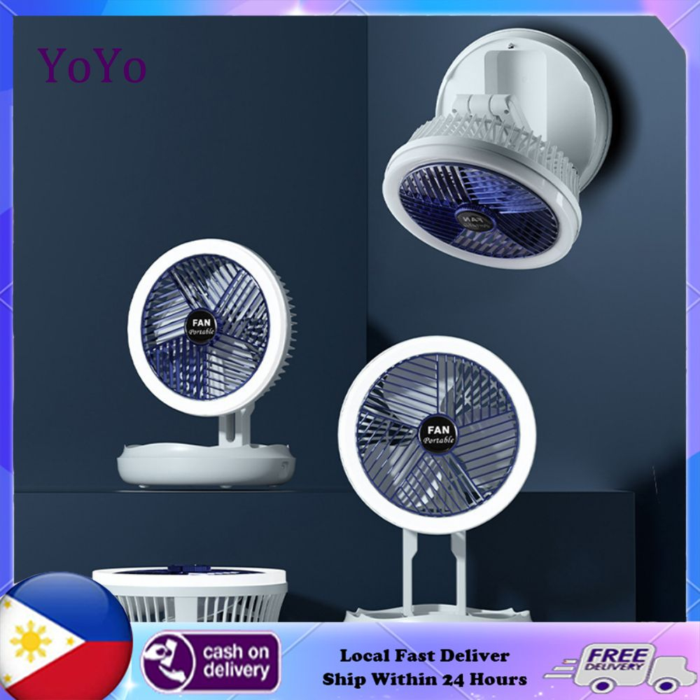 Rechargeable Desk fan With night light and hidden hook 4 In 1 Electric ...