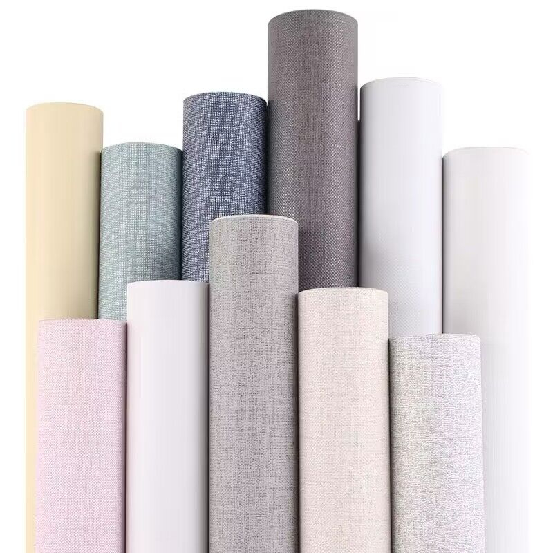 Pvc wallpaper self-adhesive 10m*45cm waterproof wallpaper linen design ...