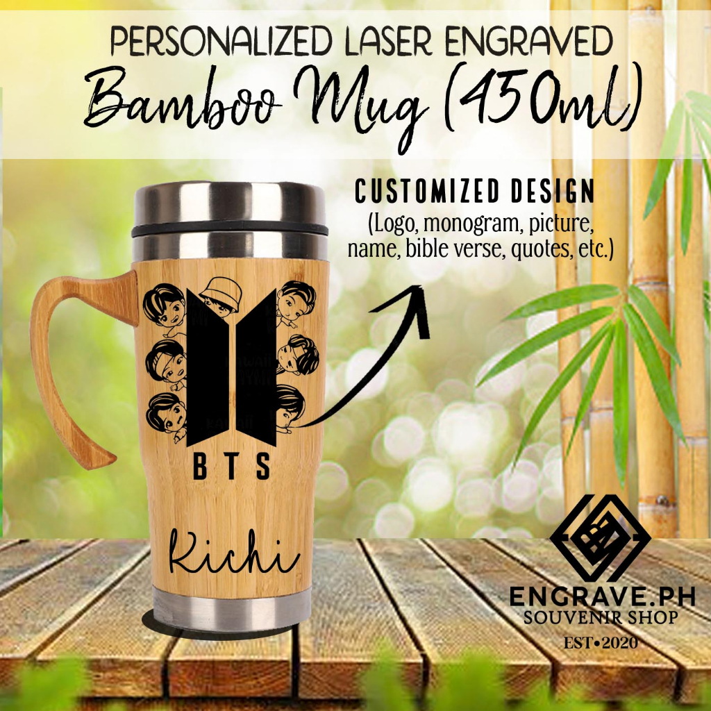 Personalized 450ml Bamboo Mug (FREE LASER ENGRAVE) | Shopee Philippines