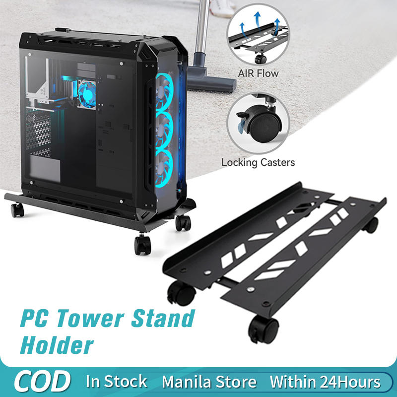 Metal Computer Tower Stand Adjustable Heavy Duty Mobile CPU Stand with ...