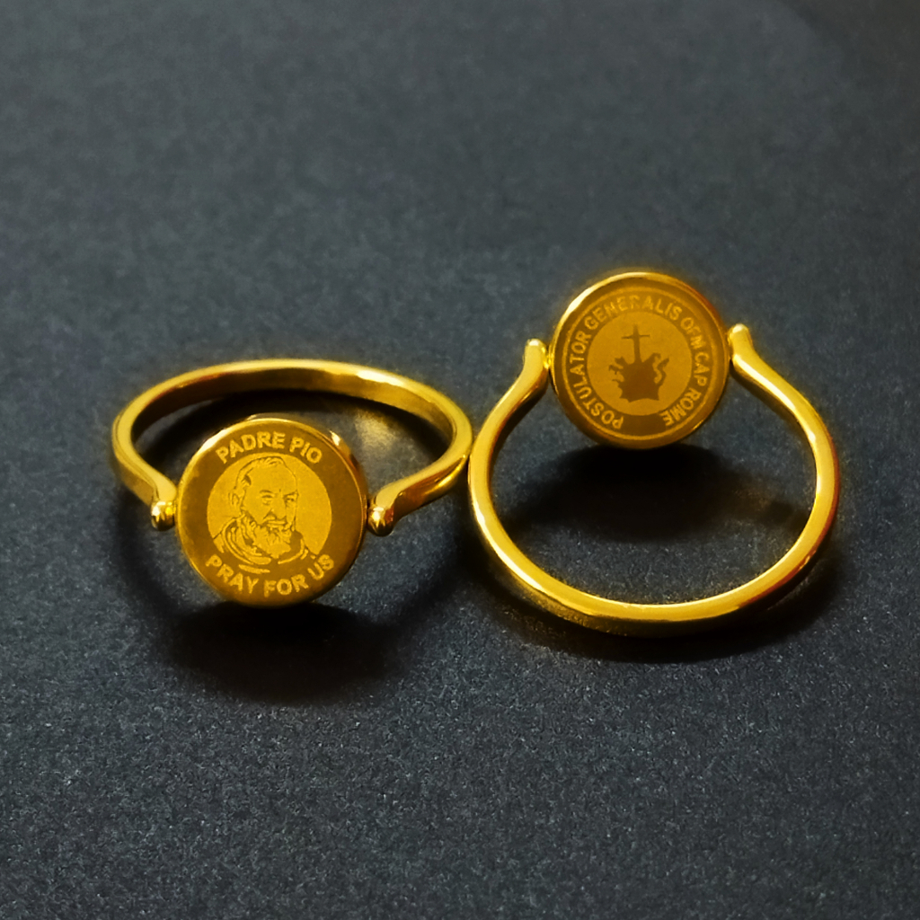 Padre Pio Ring For Women Stainless Rotated Double Sides Ring St ...