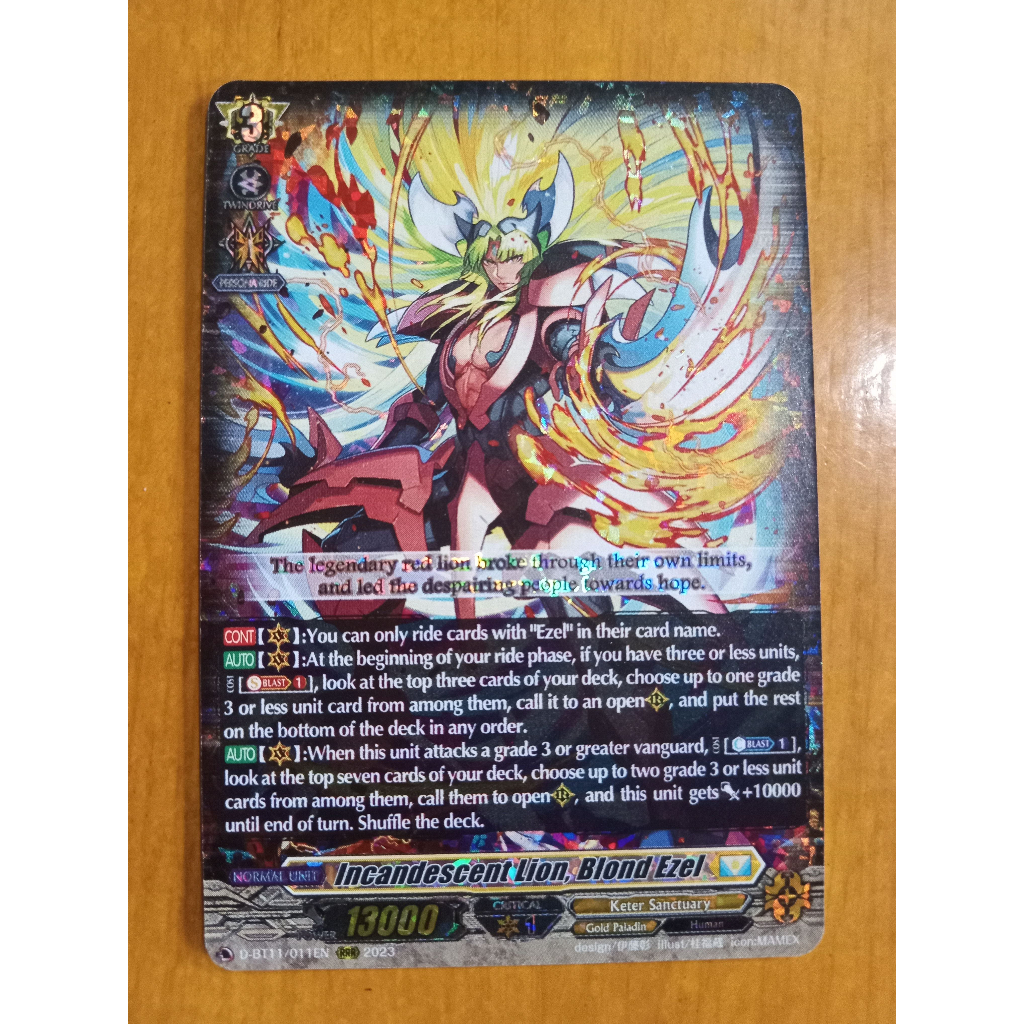 CFV Incandescent Lion, Blond Ezel RRR D-BT11 Cardfight Vanguard English Keter Sanctuary | Shopee ...