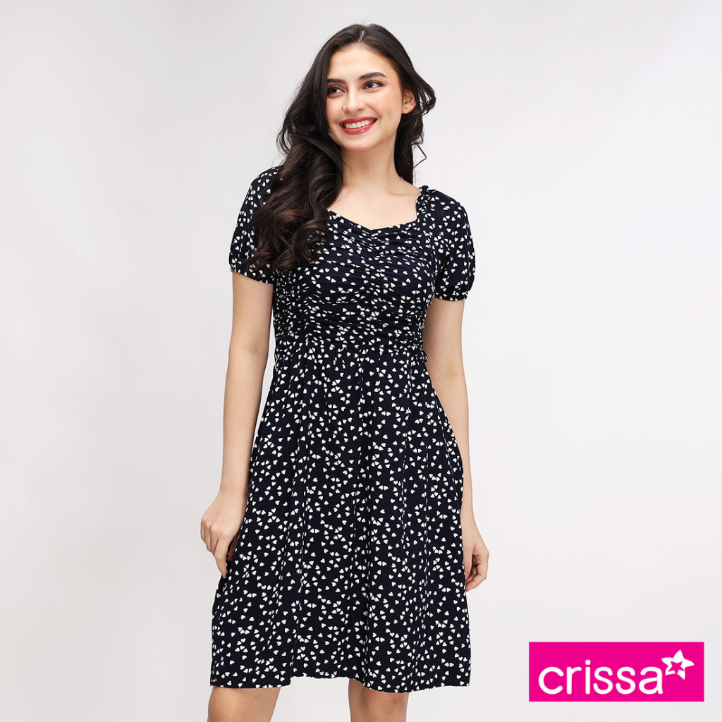 Crissa Woven Printed Rayon Short Sleeves Dress CSDT18-0124 | Shopee ...