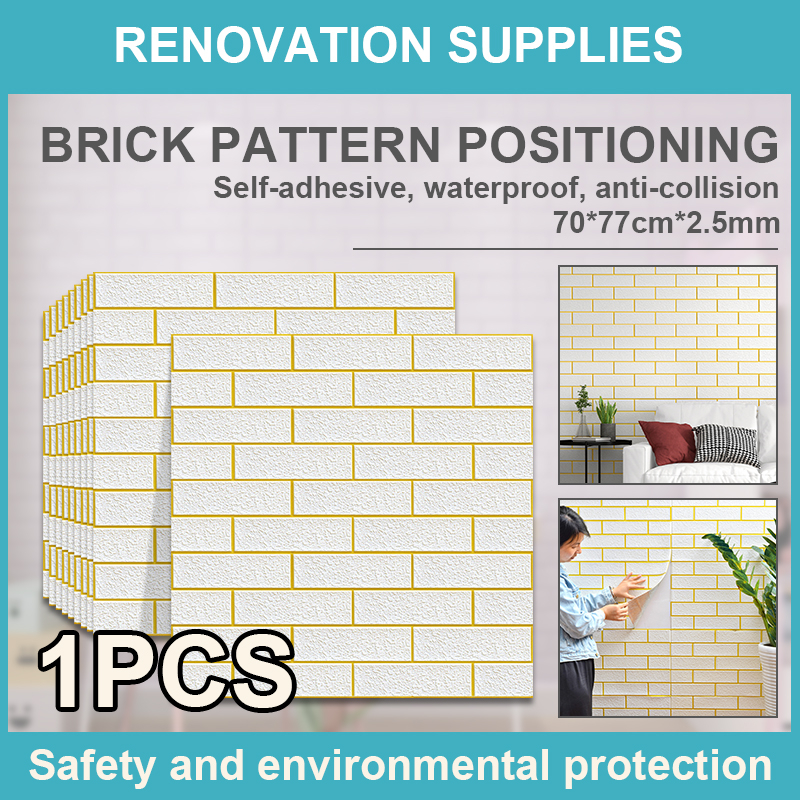 BIG SIZE 77x70cm Wallpaper Brick 3D Wall Sticker Foam Self Adhesive ...