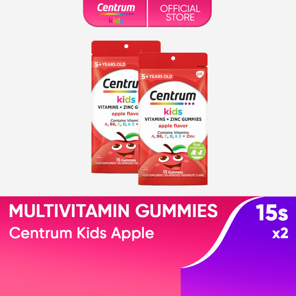 Centrum Kids Multivitamin Gummies Apple 15s (Pack of 2) | Shopee ...