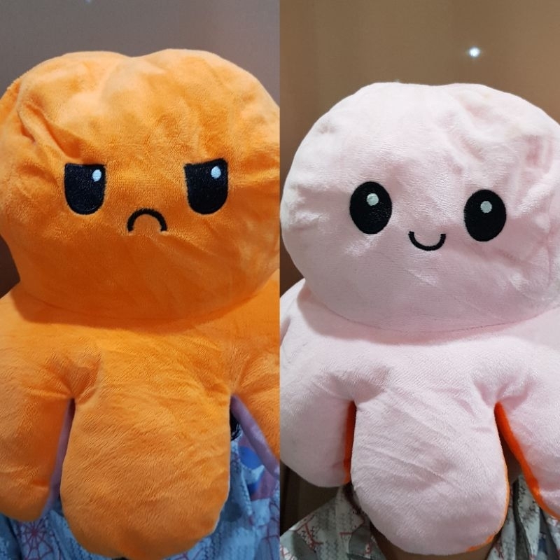 Reversible Octopus Angry Doll Bipolar plushie Orange and pink | Shopee ...