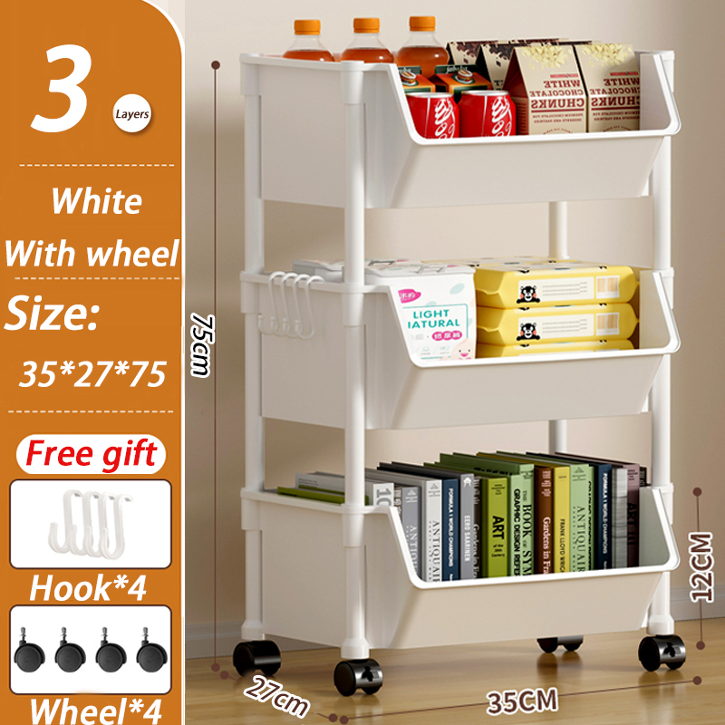 MUJU Office File Storage Rack Desk Side Stationery Trolley Silm Book ...