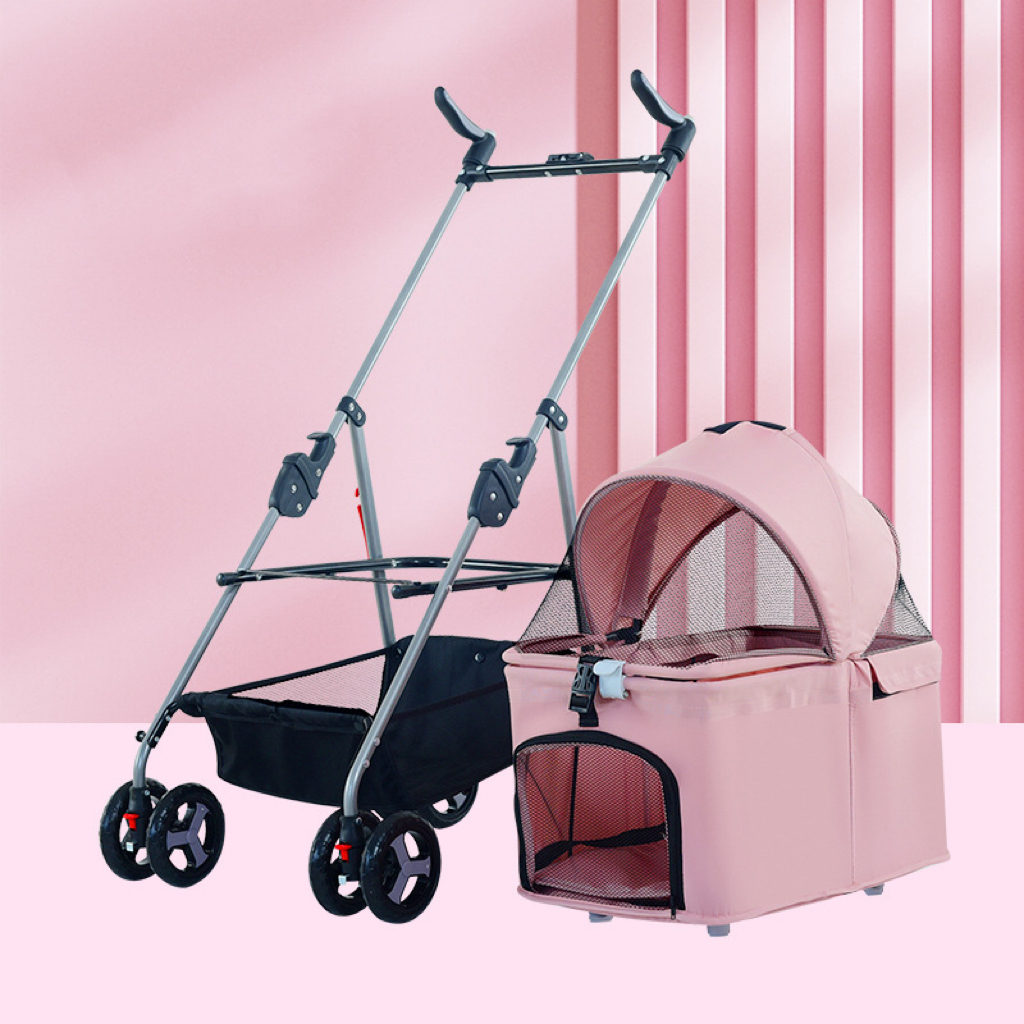 Pet travel detachable foldable push stroller dog and cat stroller ...