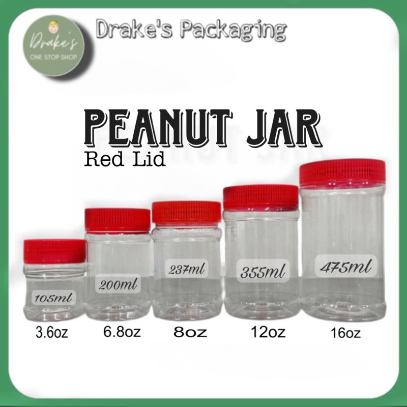 Regular Peanut Jar Red Cap Sold per piece By Drakes Packaging Supplies ...