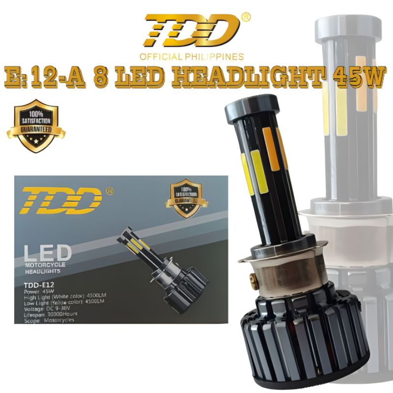 TDD 8 LED HEADLIGHT WHITE/YELLOW (45W) | Shopee Philippines