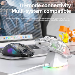 Attack Shark X2 Pro RGB Mouse Wireless Bluetooth Three-mode Transparent ...