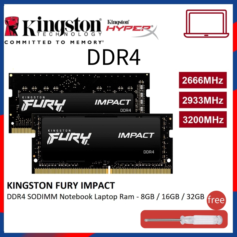 【On Hand】Kingston Fury IMPACT DDR4 4GB/8GB/16GB 2400/2666/2933/3200Mhz Notebook SODIMM Gaming ...