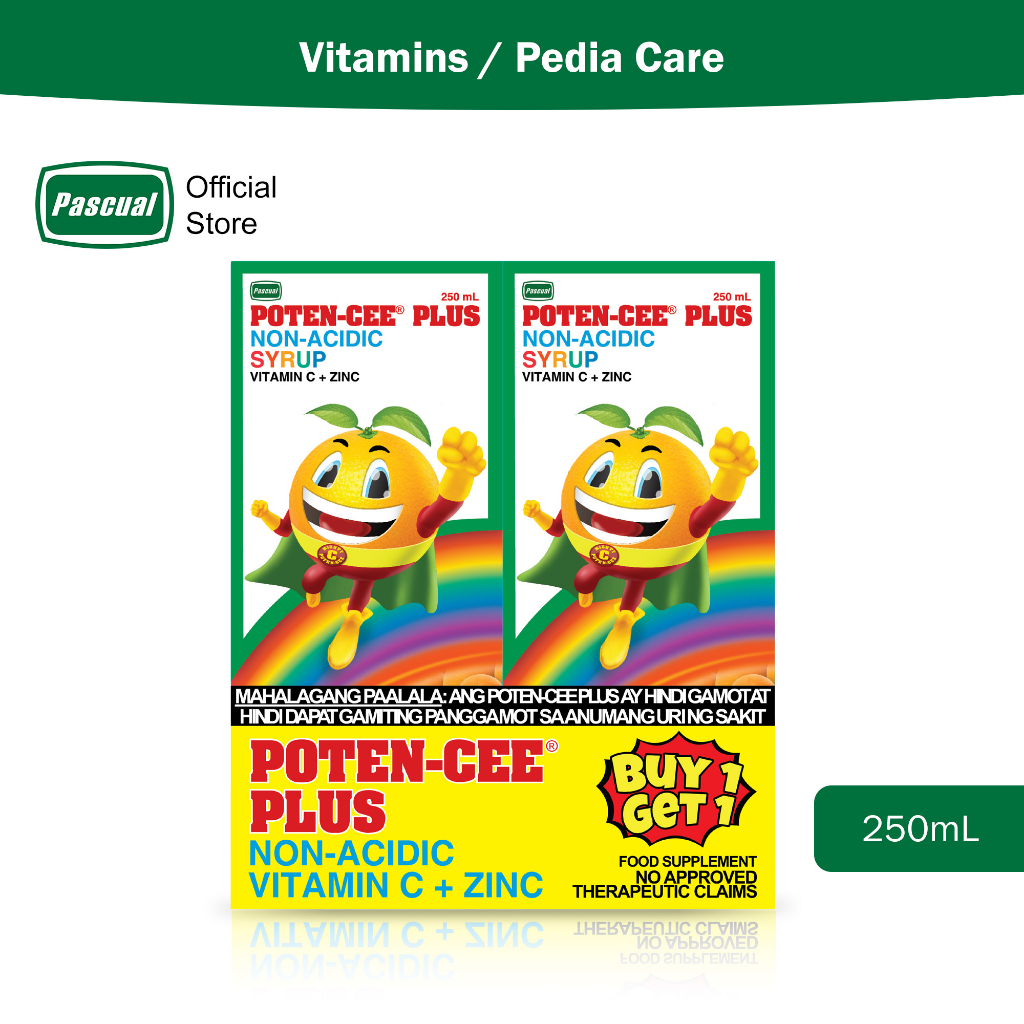 Poten-Cee Plus Non-Acidic Vitamin C + Zinc Syrup 250ml Buy 1 Get 1 ...