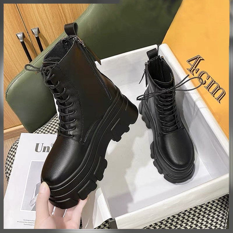 Korean Fashion high cut women boots (zipper and laces)#180 | Shopee ...