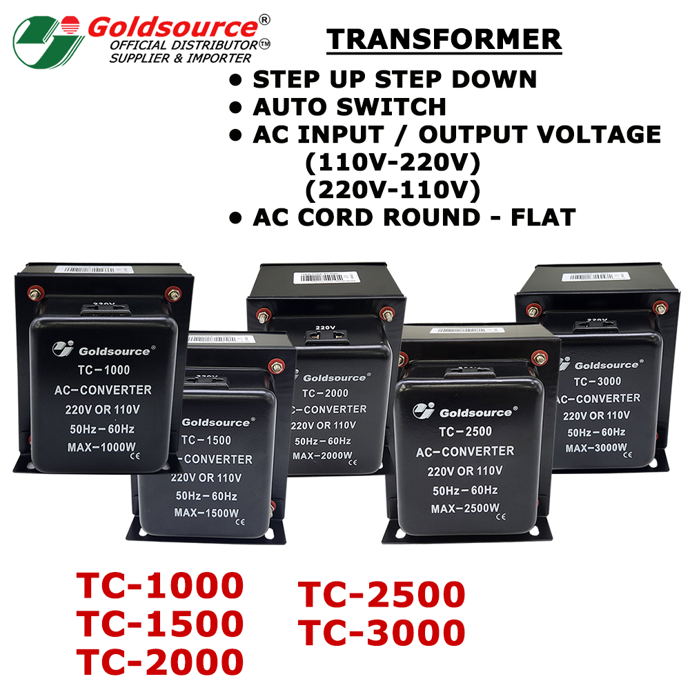 GOLDSOURCE STEP/DOWN DUAL TRANSFORMER TC1000W TO TC7500W | Shopee ...