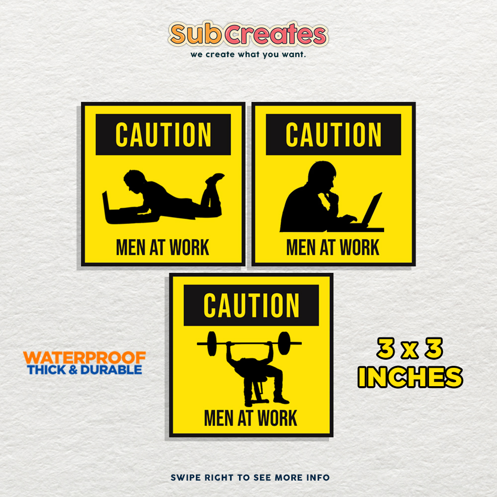 MEN AT WORK Sign Wateproof Sticker Vinyl 3 Available Designs (by ...
