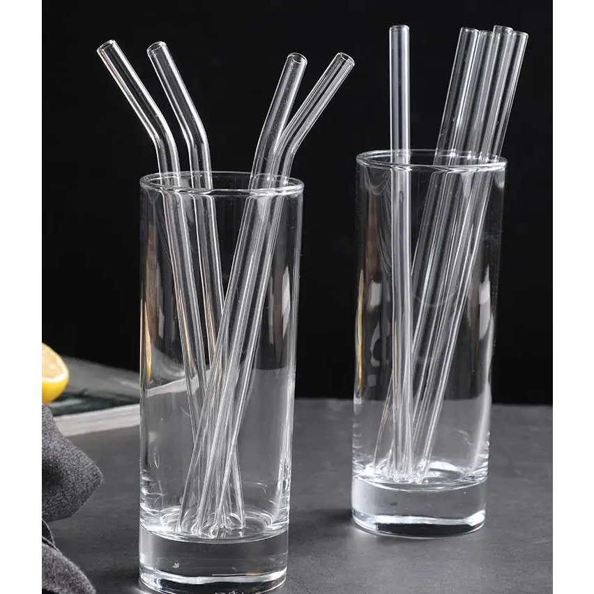 Reusable Glass Straw (Borosilicate or Pyrex Glass) - Bent Clear 1pcs ...
