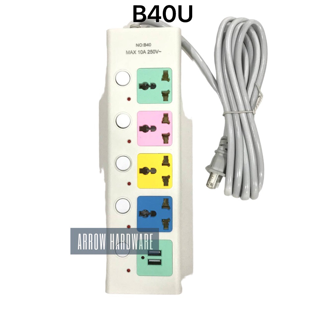 Heavy Duty Extension Cord With Multiple Universal Socket And 2 Usb Port