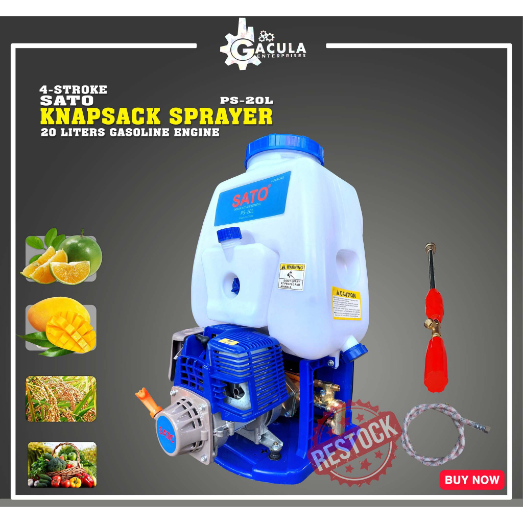 Knapsack Power Sprayer 4 Stroke Gasoline Engine SATO 20L | Shopee ...