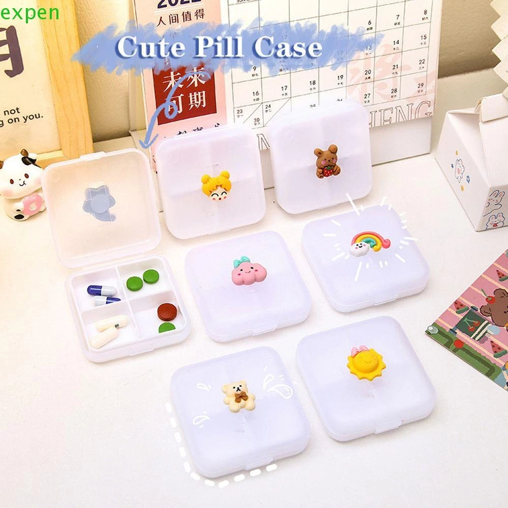 4 Grid Cute Mini Medicine Box First Aid Kit Supplies Health Medical ...