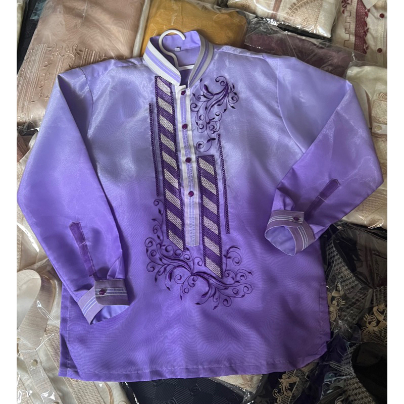 Purple Barong Tagalog for men chinese collar | Shopee Philippines