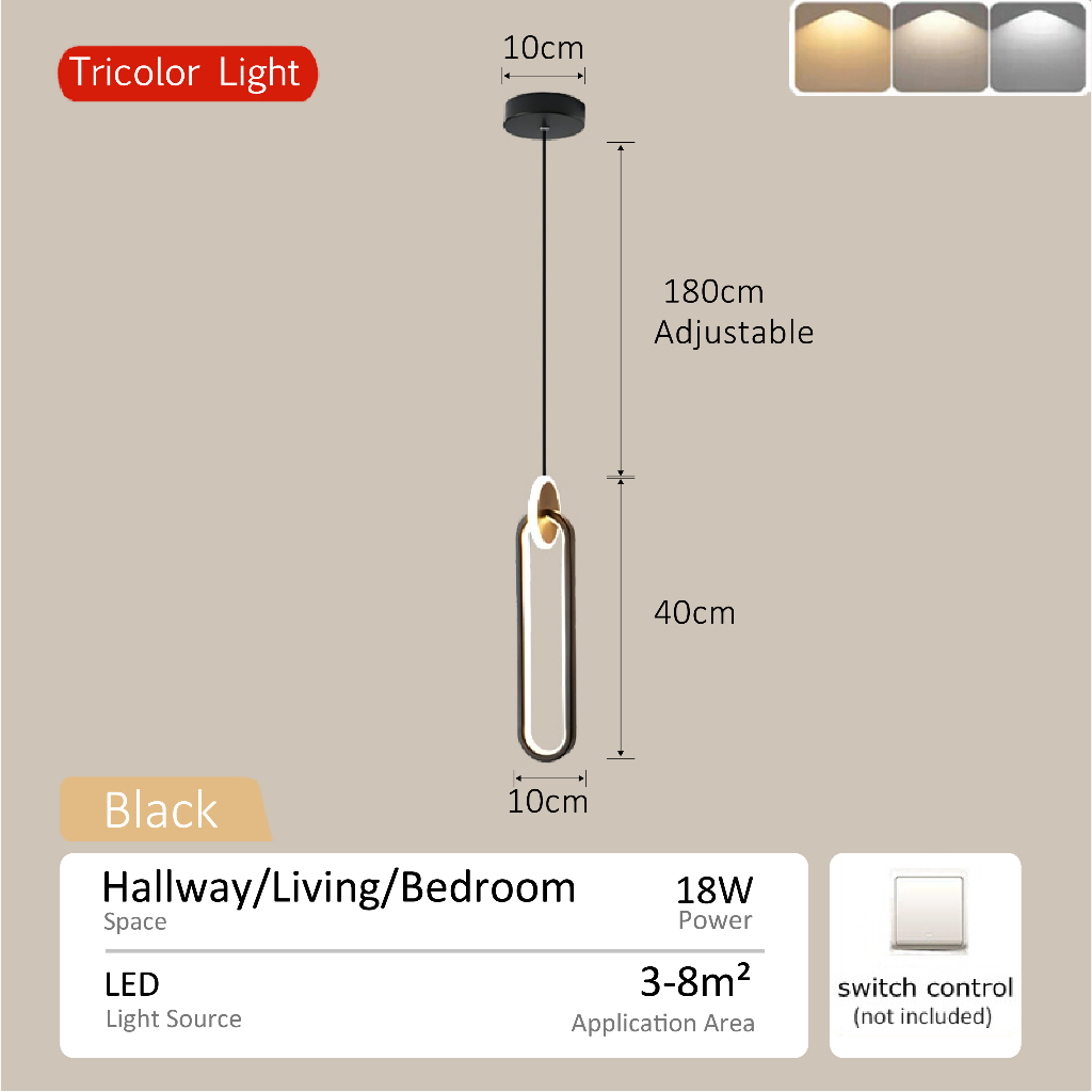 Nordic Modern Chandelier Ceiling Light Tri color Bar Counter Drop ...