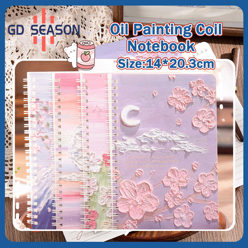 A5 Oil Painting Coil Notebook Spiral Landscape Aesthetic Classroom ...