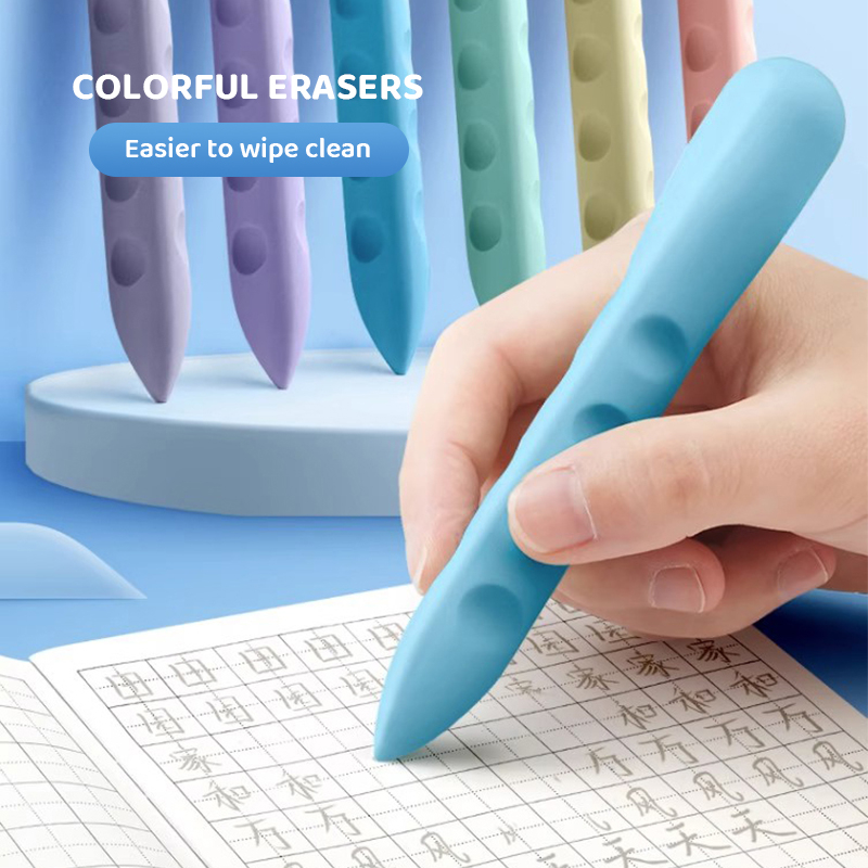 3 Pcs Boxed Large Pen-Shape Holey Eraser Student Children Wiping Tools ...