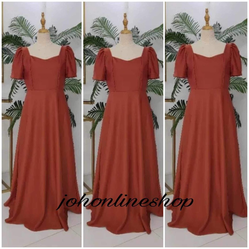 rusty orange filipiniana modern puff up gown for entourage | Shopee ...