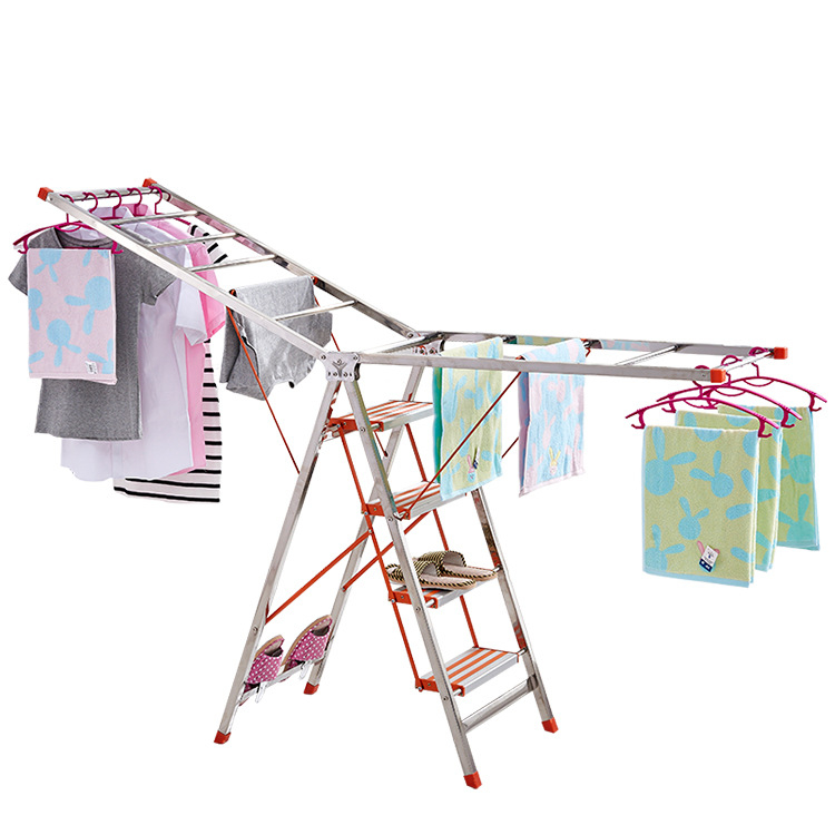 Foldable Cloth Rack and 4 Steps Ladder with Wing Clothes Drying Racks ...