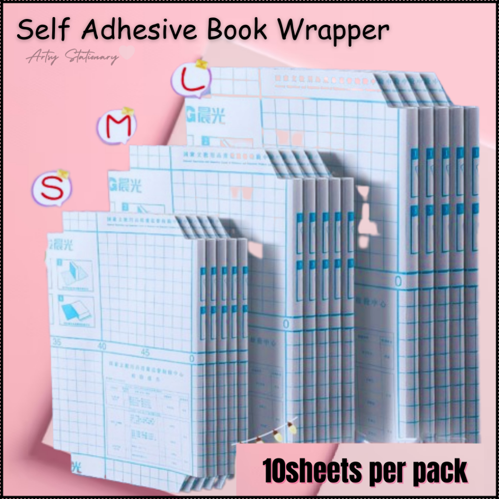 (10 Sheets) Self Adhesive Book Wrapper Transparent Protective Cover ...