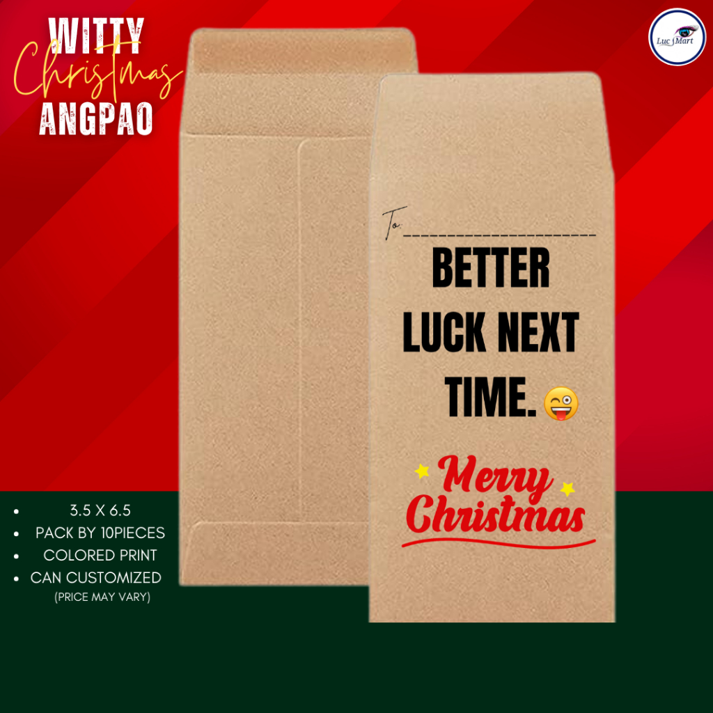 WITTY ANGPAO / AMPAO / Coin envelopes - BETTER LUCK NEXT TIME (10PIECES ...
