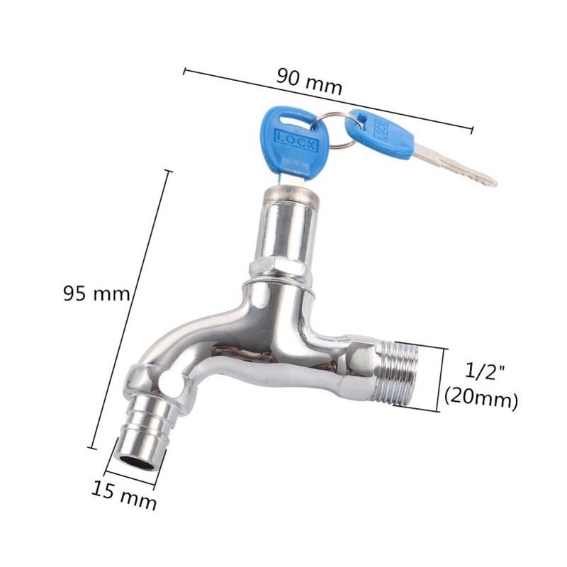 Portable Anti-theft Faucet Water Tap with Lock Key Single Hole Key ...