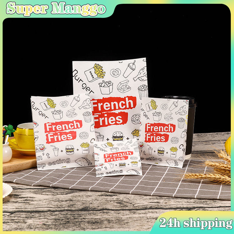 100Pcs French Fries Wrapper Greaseproof Paper Bag Disposable Food ...