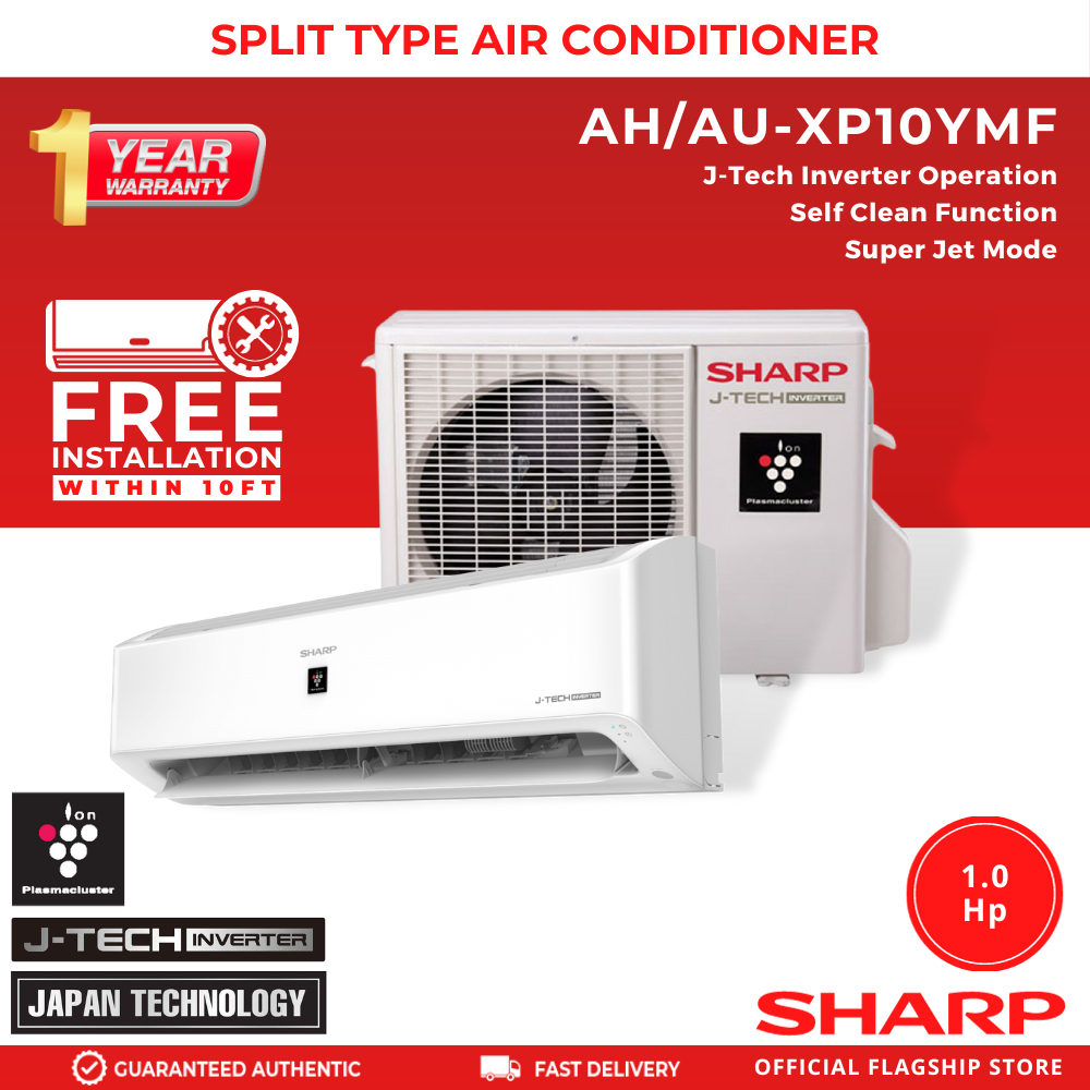 Sharp AH-XP10YMF/AU-X10YMF 1.0 HP J-Tech Inverter Split Type Air ...