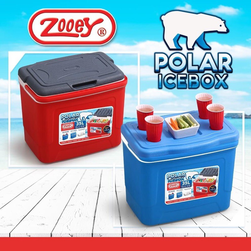 ZOOEY Brand Polar Ice Box Cooler Box Large 35 Liter Plain Lid/ 100% ...