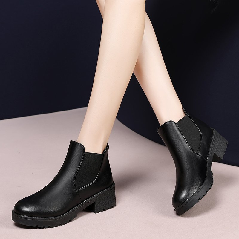 Size 35-40 Women's Fashion Martin Boots Coarse Heel Short Boots Thick ...
