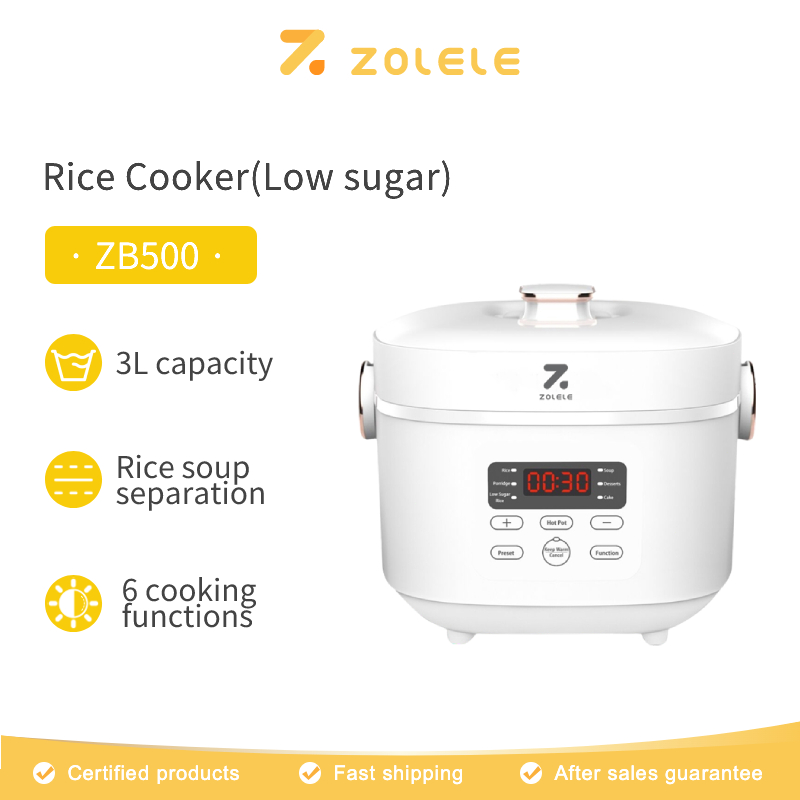 ZOLELE ZB500 Low Sugar Rice Cooker Smart Hot Pot Rice Cooker 3L Multi Rice Cooker Electric ...