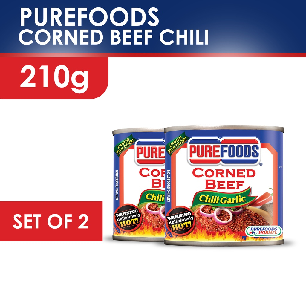 Purefoods Corned Beef Chili Garlic 210g Set of f 2 | Shopee Philippines