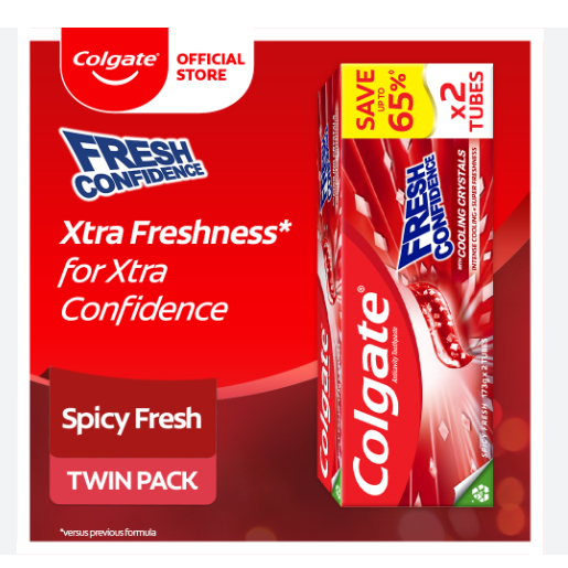 Colgate Toothpaste Cooling Crystals Spicy Fresh ( 173g x 2 Tubes ...