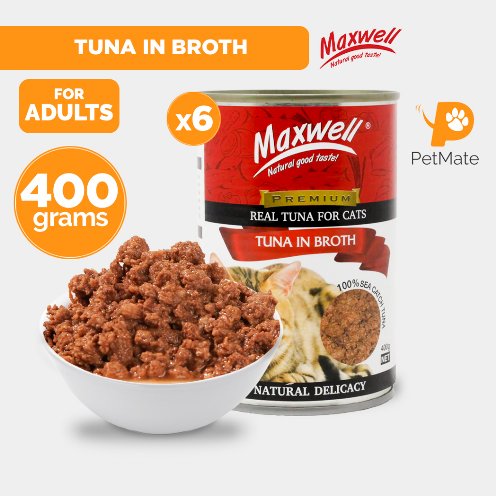 Maxwell Adult Cat Wet Food Can Tuna in Broth 400g BUNDLE OF 6 - PetMate ...