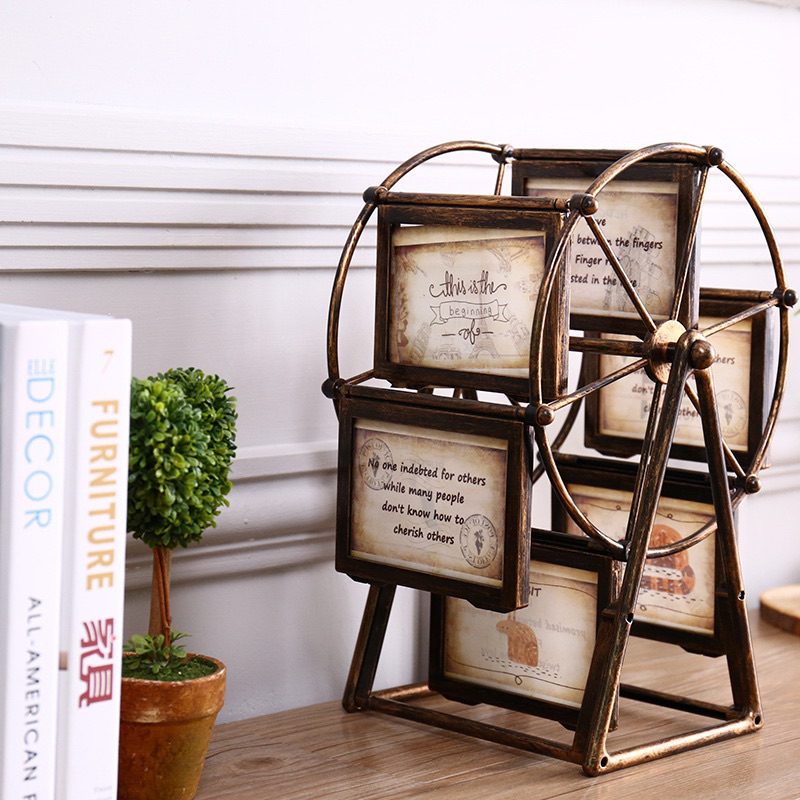 CGP Vintage Display Photo Decor 6 Slots Photo Frame Ferris Wheel ...