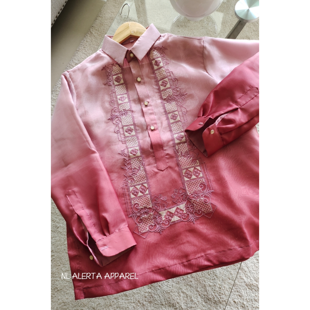 MODERN BARONG TAGALOG FOR MEN MONOCHROMATIC OLD ROSE | Shopee Philippines