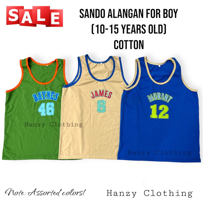 1pc | Sando A | 10-15 years old | pure cotton | Assorted colors ...